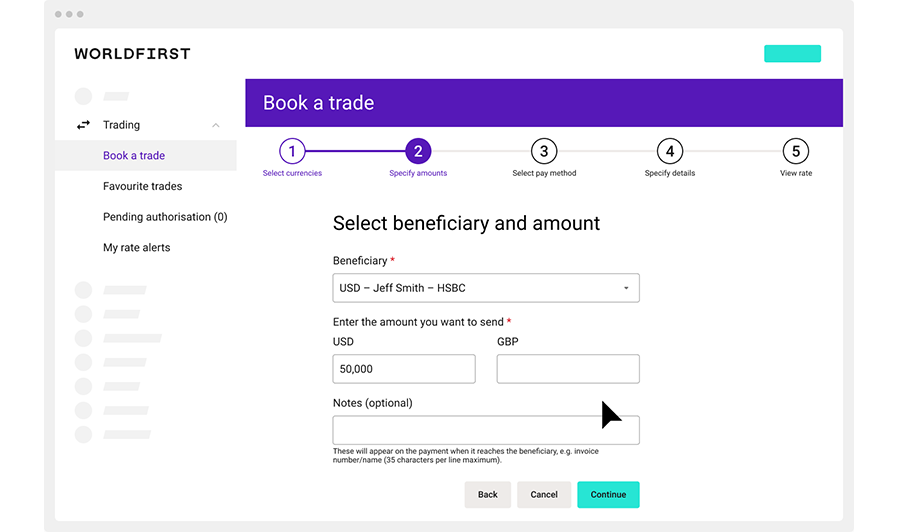 How to make a transfer in our platform | WorldFirst AU
