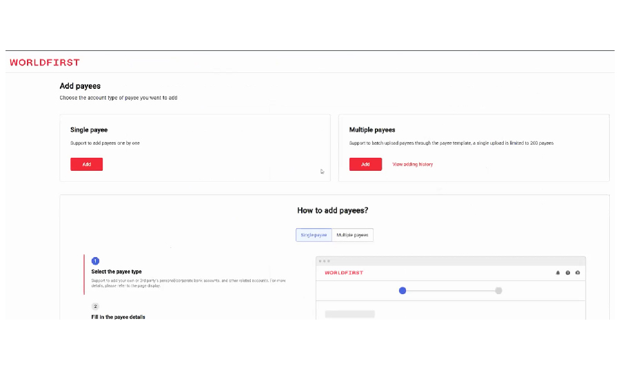 How to add multiple payees by file upload | WorldFirst AU