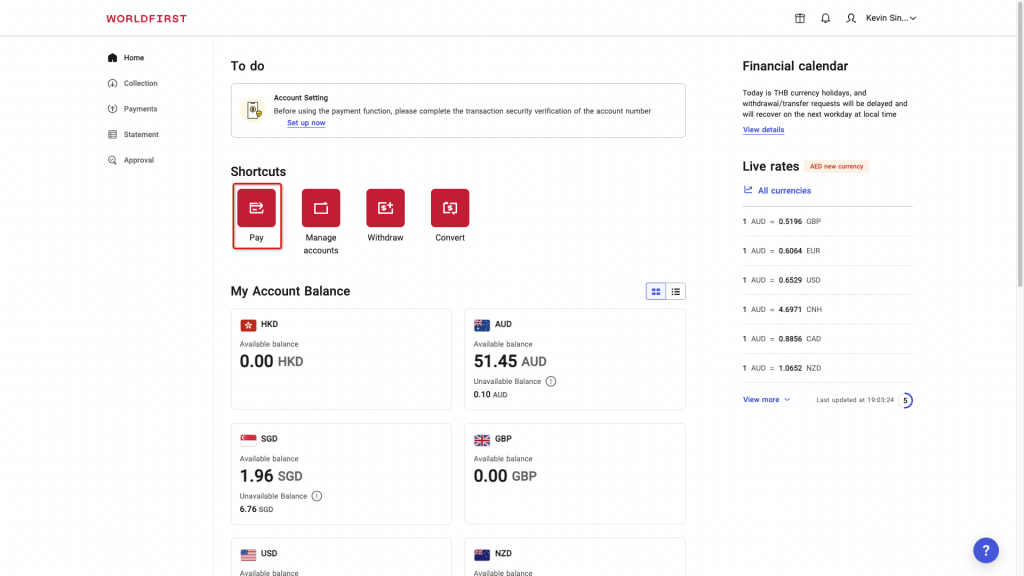 How to make a payment: unfunded forwards | WorldFirst SG